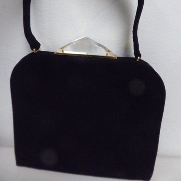Koret | Bags | Koret Black Suede Lucite Dress Bag Purse Vintage Gold ...